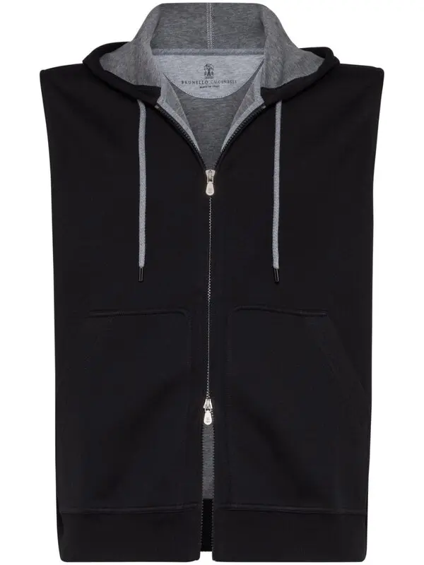 Brunello Cucinelli Sleeveless Zipped Hoodie - Black
