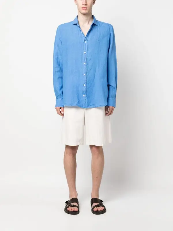 HACKETT Logo-embroidered Linen Shirt