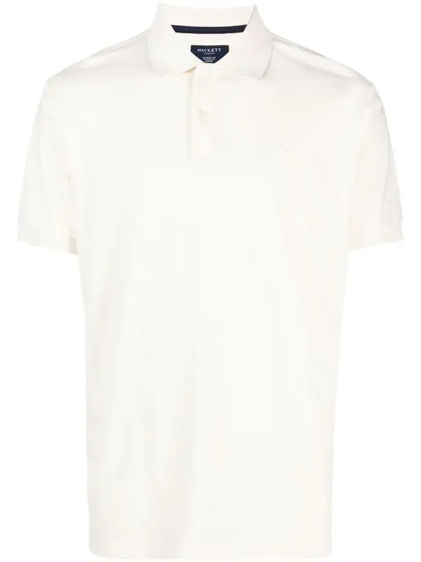 HACKETT Logo-embroidered Cotton Polo Shirt - Neutrals