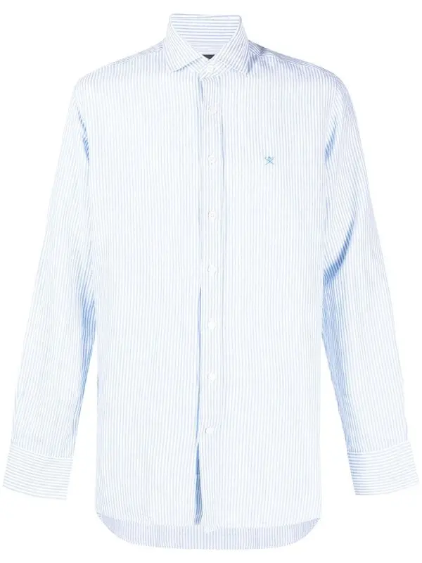 HACKETT Bengal Stripe-pattern Linen-blend Shirt - Blue
