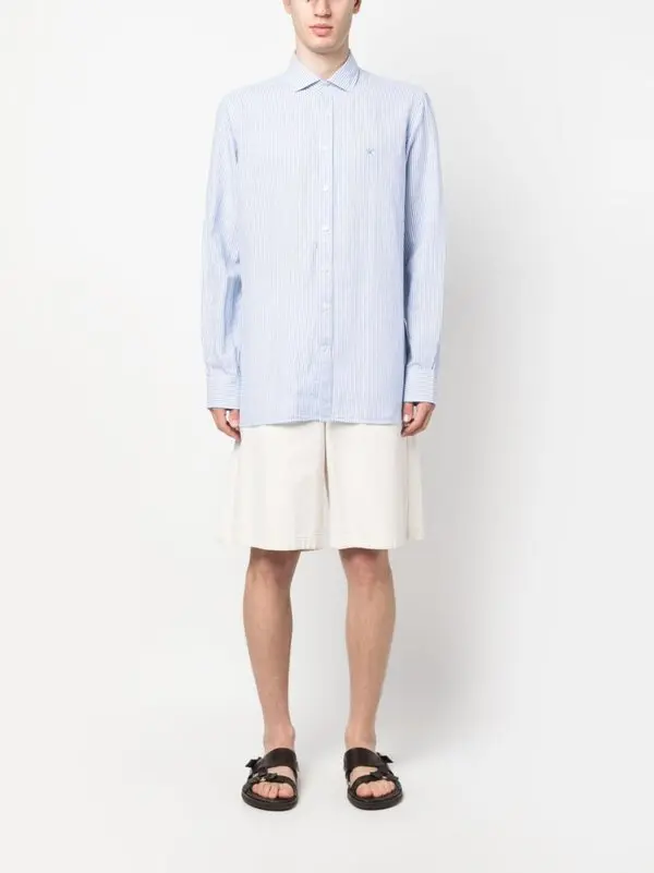 HACKETT Bengal Stripe-pattern Linen-blend Shirt - Blue