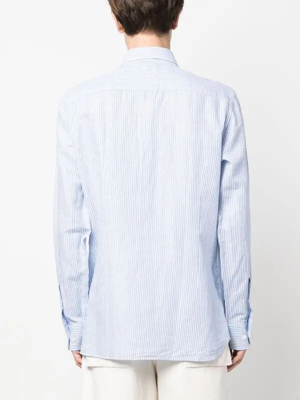 HACKETT Bengal Stripe-pattern Linen-blend Shirt - Blue
