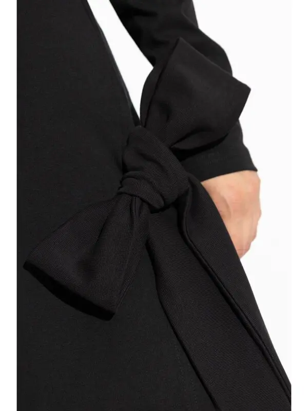 Versace Stretch-cotton High Neck Long-sleeved Dress With Oversized Bow Detail
