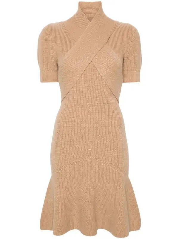PATOU Wrap-front Mini Dress - Neutrals