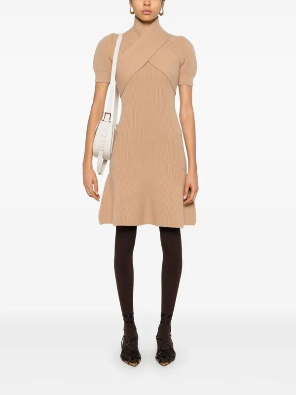 PATOU Wrap-front Mini Dress - Neutrals