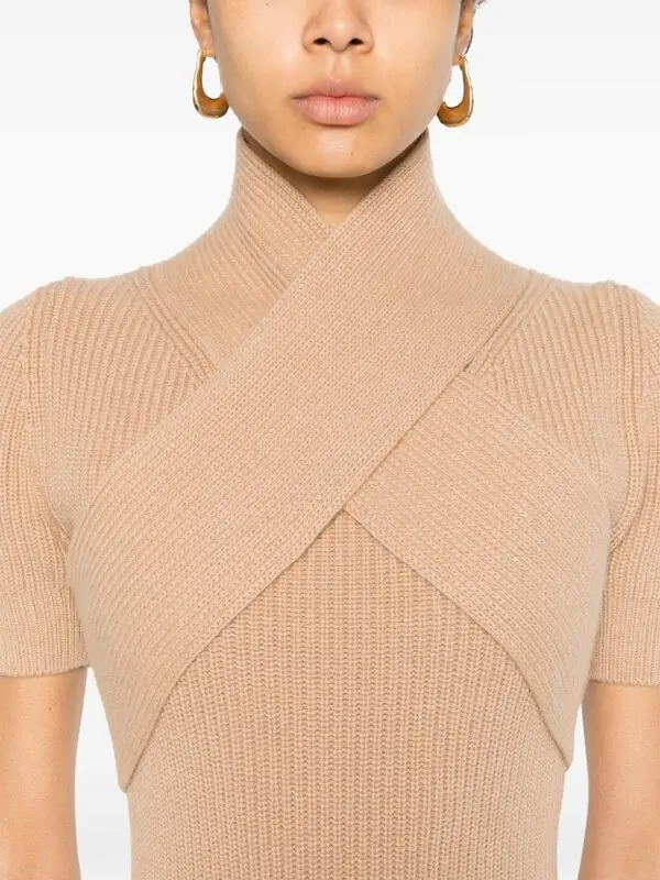 PATOU Wrap-front Mini Dress - Neutrals
