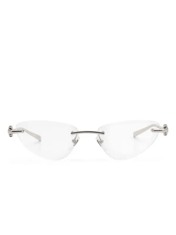 Gucci Logo-engraved Rimless Glasses - Silver