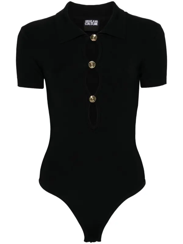 Versace Polo-collar Knitted Bodysuit
