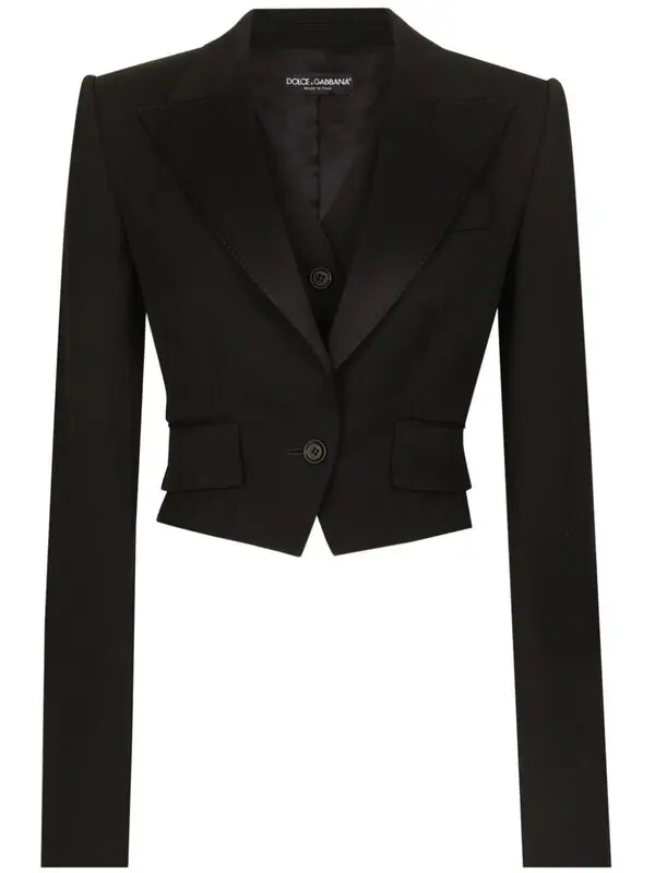 Dolce & Gabbana Gabardine Cropped Jacket - Black