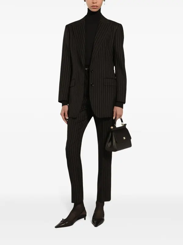 Dolce & Gabbana Striped Virgin Wool Blazer - Black
