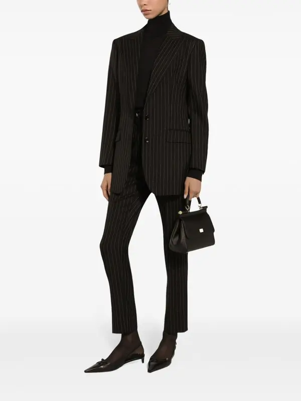 Dolce & Gabbana Striped Virgin Wool Blazer - Black