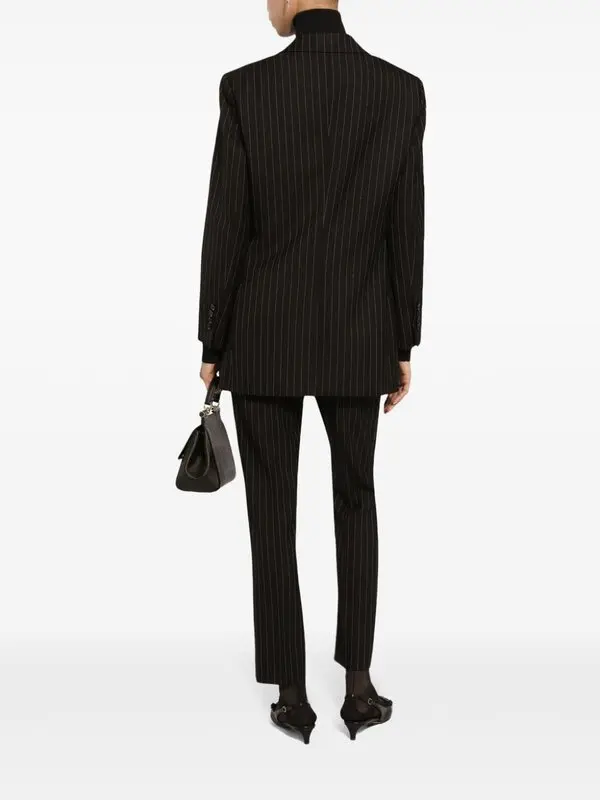 Dolce & Gabbana Striped Virgin Wool Blazer - Black