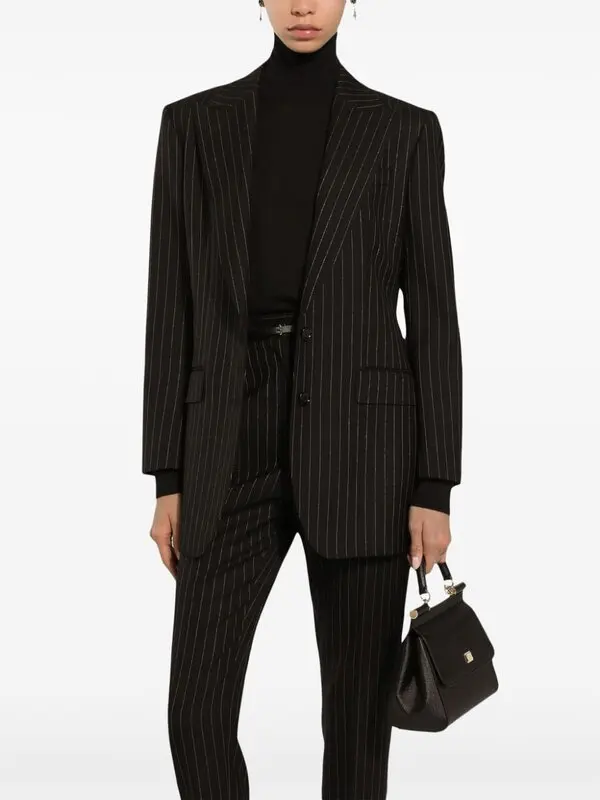 Dolce & Gabbana Striped Virgin Wool Blazer - Black