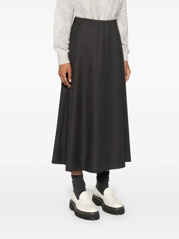 Brunello Cucinelli A-line Twill Skirt - Grey