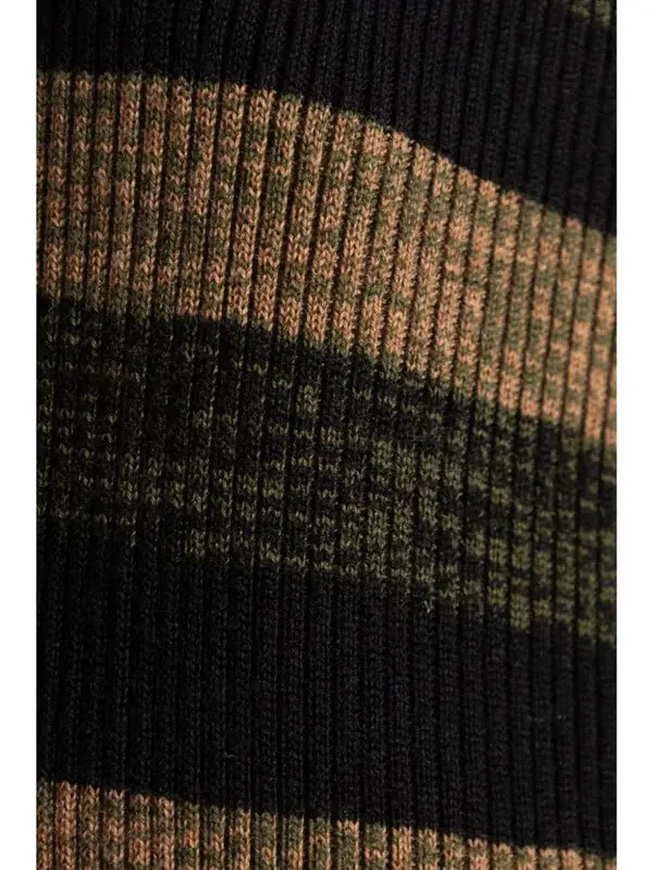 GANNI Striped Wool Midi Skirt