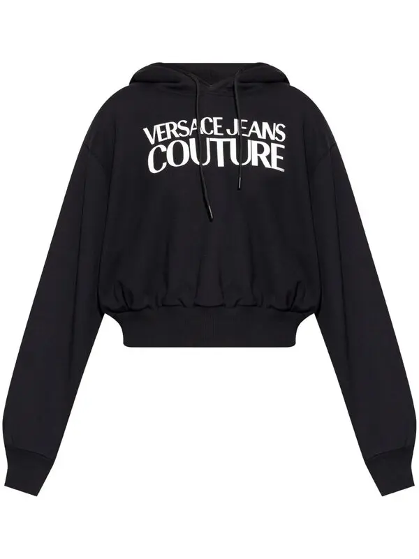 Versace Logo-print Cotton Hoodie - Black