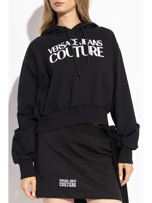 Versace Logo-print Cotton Hoodie - Black