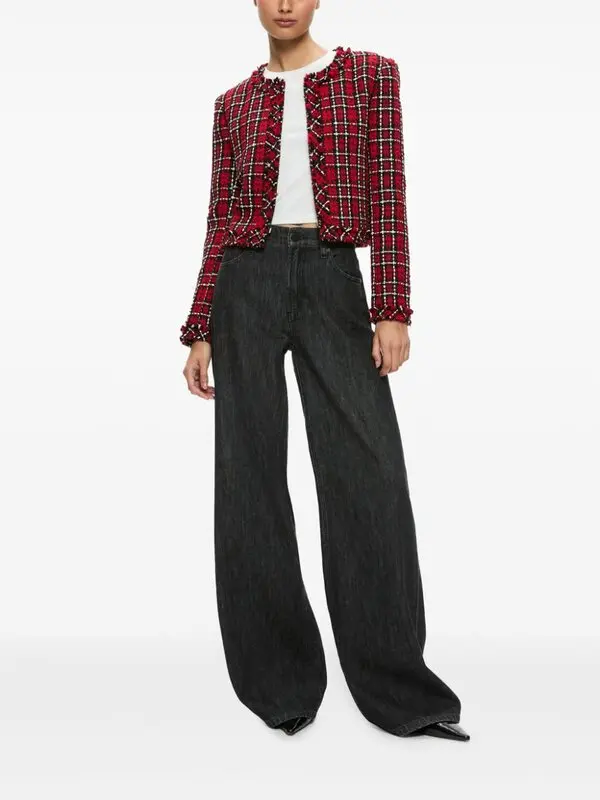 Alice + Olivia Kidman Cropped Plaid Tweed Jacket