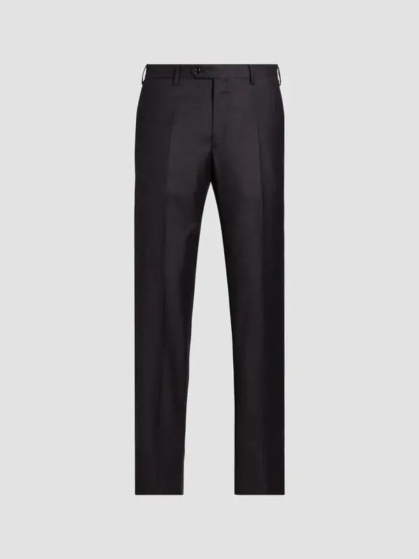 Giorgio Armani Textured Solid Wool Trousers - Black Wool