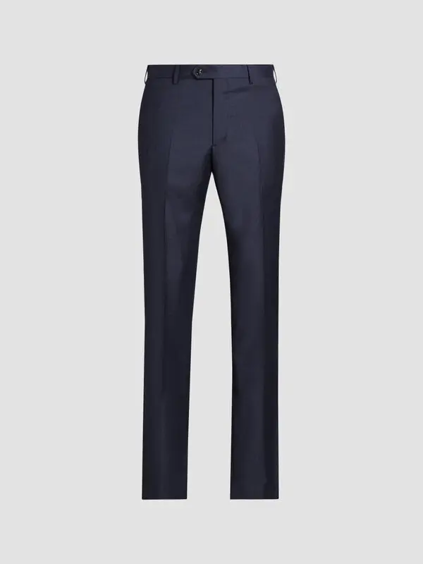 Giorgio Armani Textured Solid Wool Trousers - Dark Blue Wool