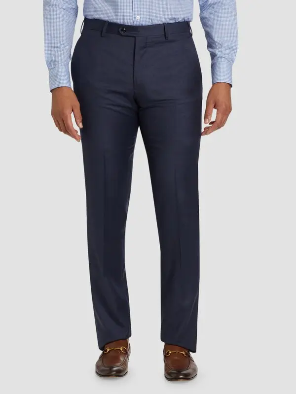 Giorgio Armani Textured Solid Wool Trousers - Dark Blue Wool