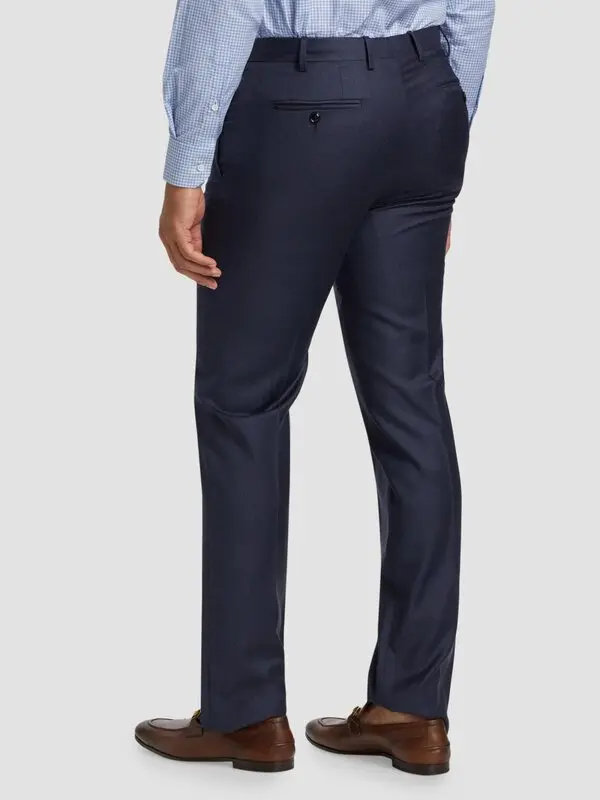 Giorgio Armani Textured Solid Wool Trousers - Dark Blue Wool