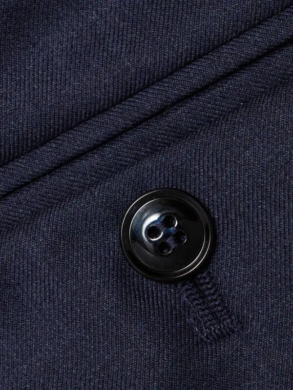 Giorgio Armani Textured Solid Wool Trousers - Dark Blue Wool