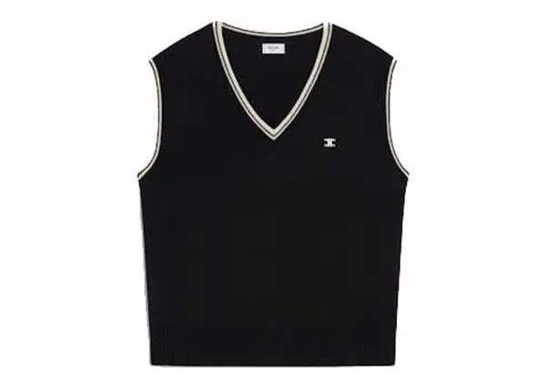 Celine Triomphe V-neck Wool Vest