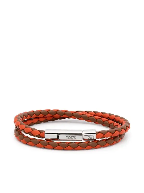 TOD'S Mycolours Braided Leather Bracelet - Orange