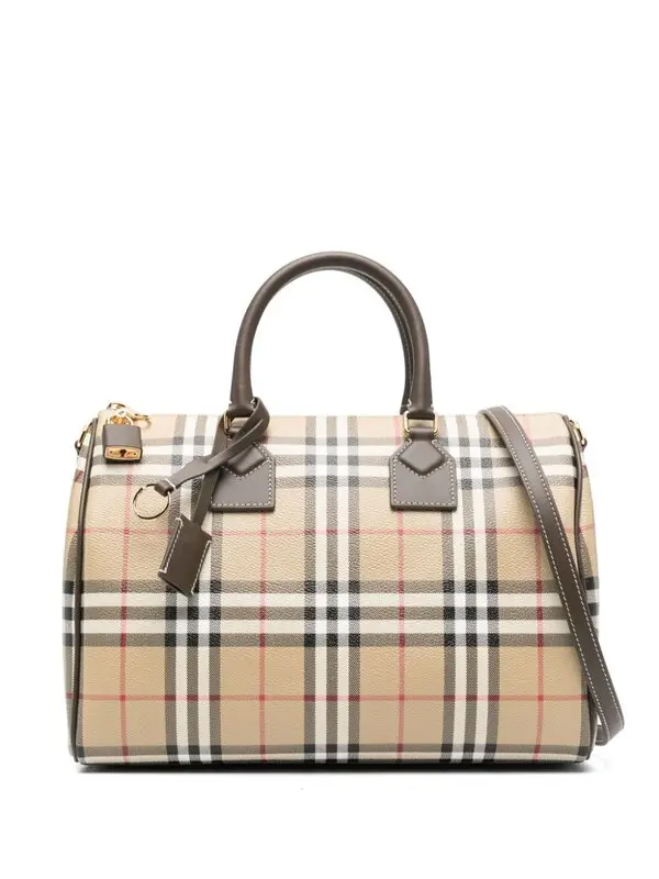 Burberry Check Bowling Bag - Brown