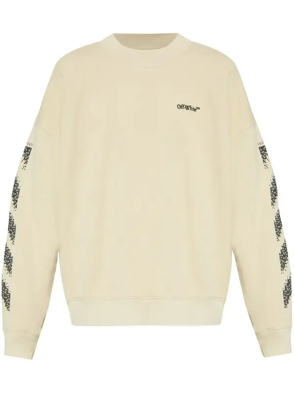 Off-White Embroidered-logo Cotton Sweatshirt - Neutrals