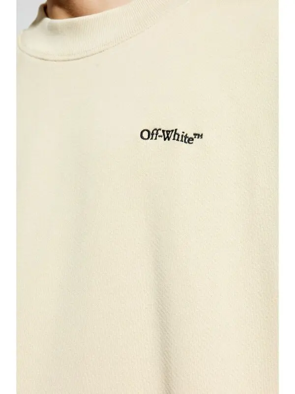 Off-White Embroidered-logo Cotton Sweatshirt - Neutrals