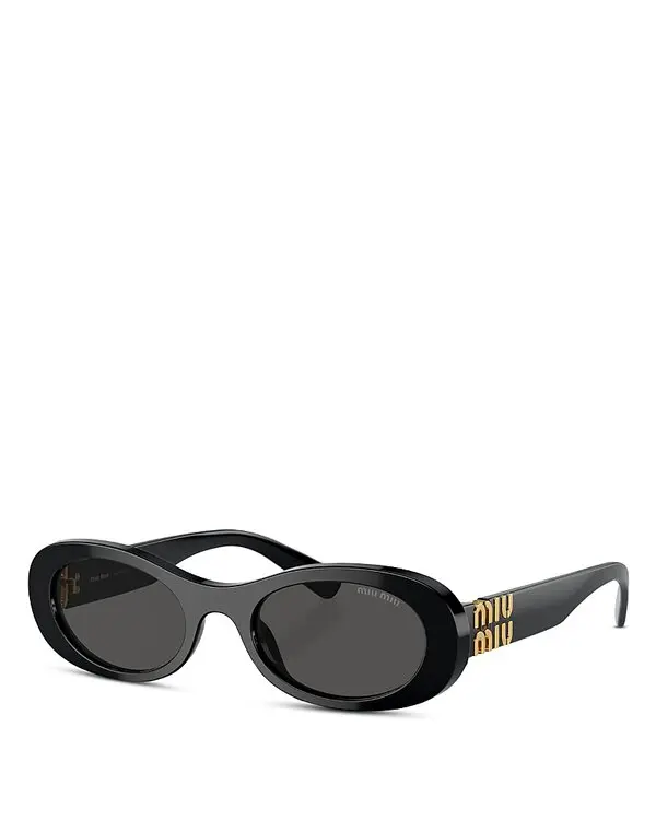 Miu Miu Oval Sunglasses - Black/gray Solid
