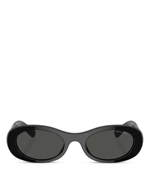 Miu Miu Oval Sunglasses - Black/gray Solid