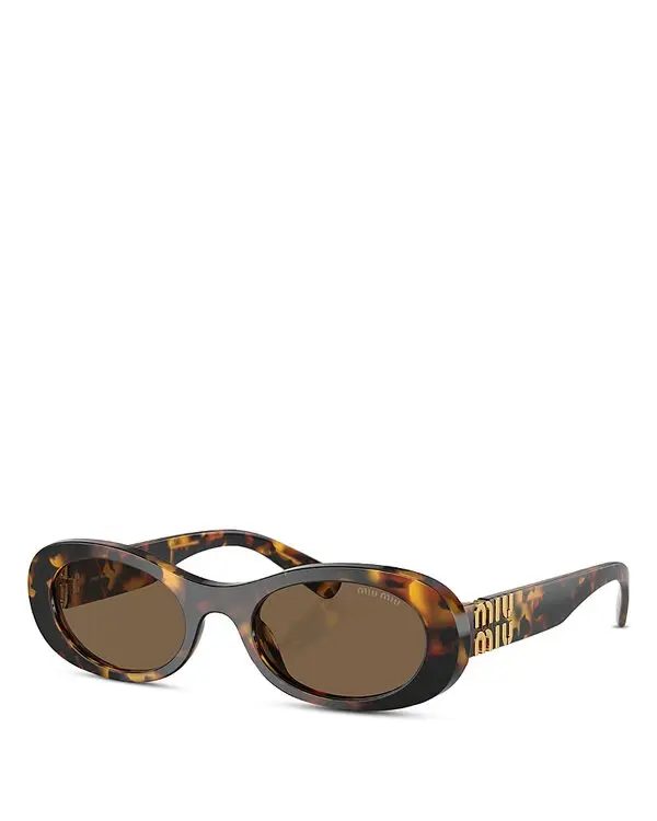 Miu Miu Oval Sunglasses - Havana/brown Solid