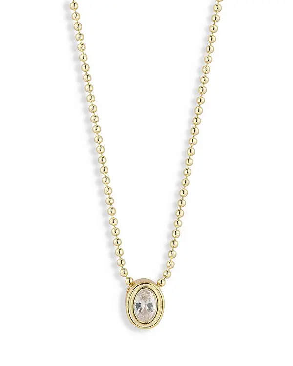 Aqua Oval Cubic Zirconia Pendant Necklace - Gold