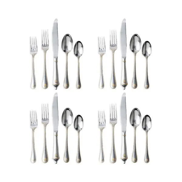 JULISKA Berry And Thread 20 Piece Flatware Set - Bright Satin/gold