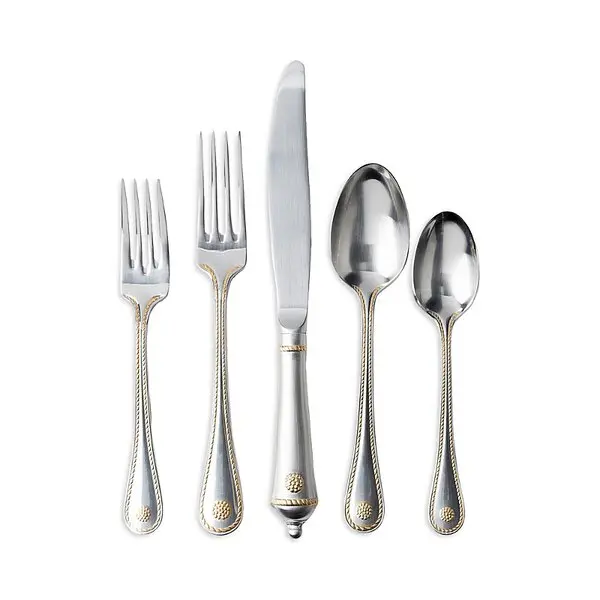JULISKA Berry And Thread 20 Piece Flatware Set, Bright Satin With Gold - Bright Satin/gold