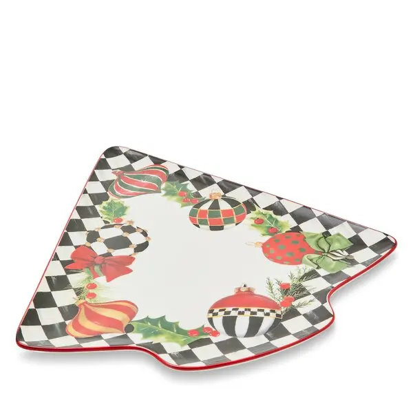 MACKENZIE-CHILDS Deck The Halls Tree Serving Platter
