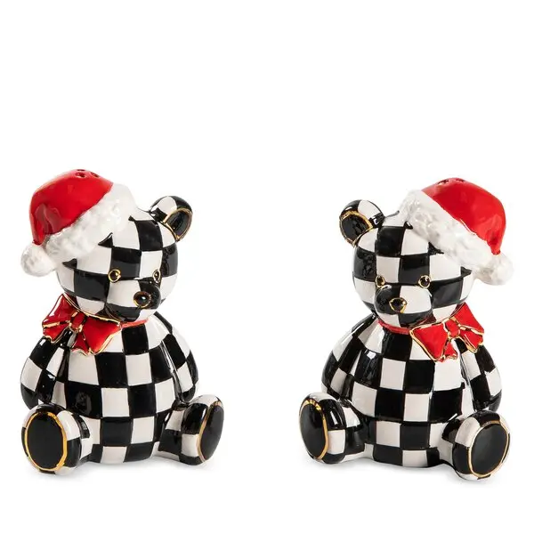 MACKENZIE-CHILDS Courtly Santa Bear Salt & Pepper Set