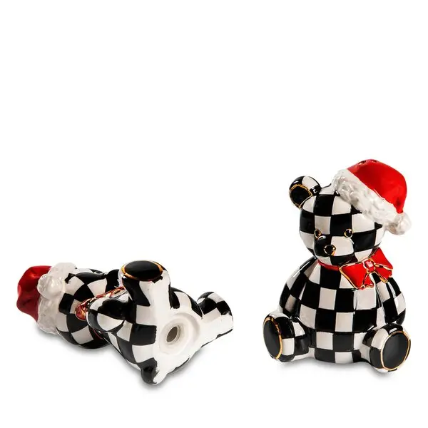 MACKENZIE-CHILDS Courtly Santa Bear Salt & Pepper Set