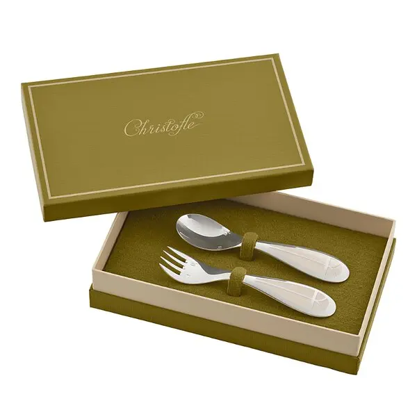 Christofle Talisman Silverplated, Ivory Flatware Set For Baby - Silver And Ivory