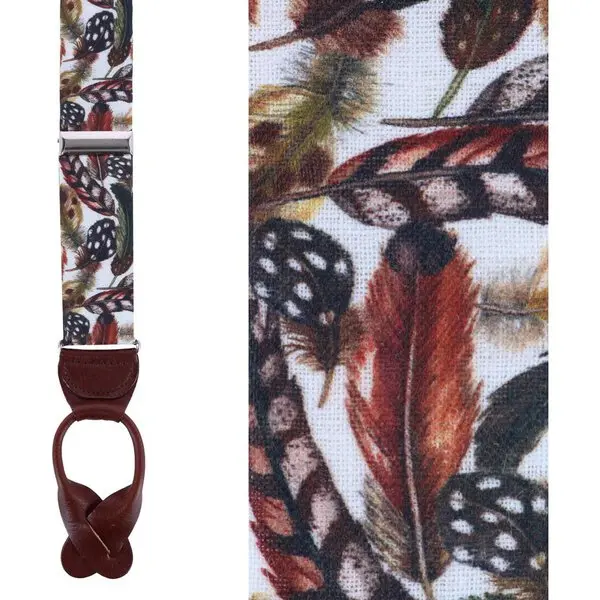 Trafalgar Birds Of A Feather Linen Suspenders - Brown