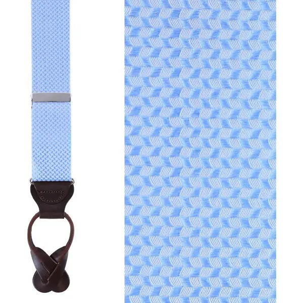 Trafalgar Gamma Geometric Pattern Silk Suspenders - Light Blue