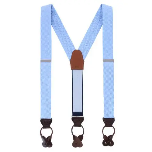 Trafalgar Gamma Geometric Pattern Silk Suspenders - Light Blue