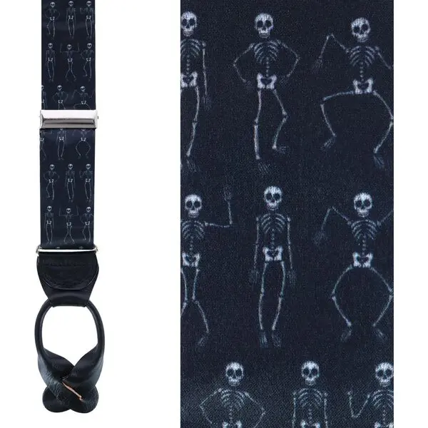 Trafalgar Davy Bones Silk Button End Suspenders - Black