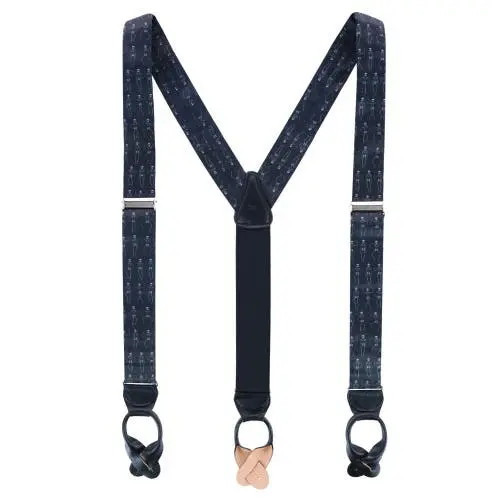Trafalgar Davy Bones Silk Button End Suspenders - Black