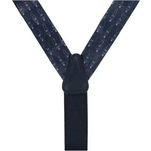 Trafalgar Davy Bones Silk Button End Suspenders - Black