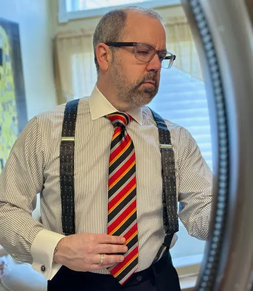 Trafalgar Davy Bones Silk Button End Suspenders - Black