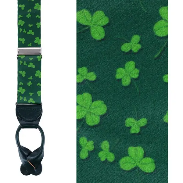 Trafalgar Shamrock Silk Button End Brace - Green